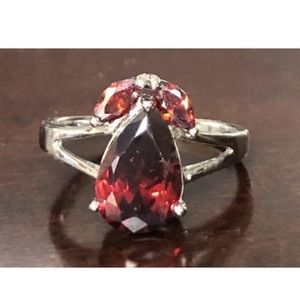 Jewelry | 3stone Red Garnet Teardrop Silver Ring Size 8 34 | Poshmark